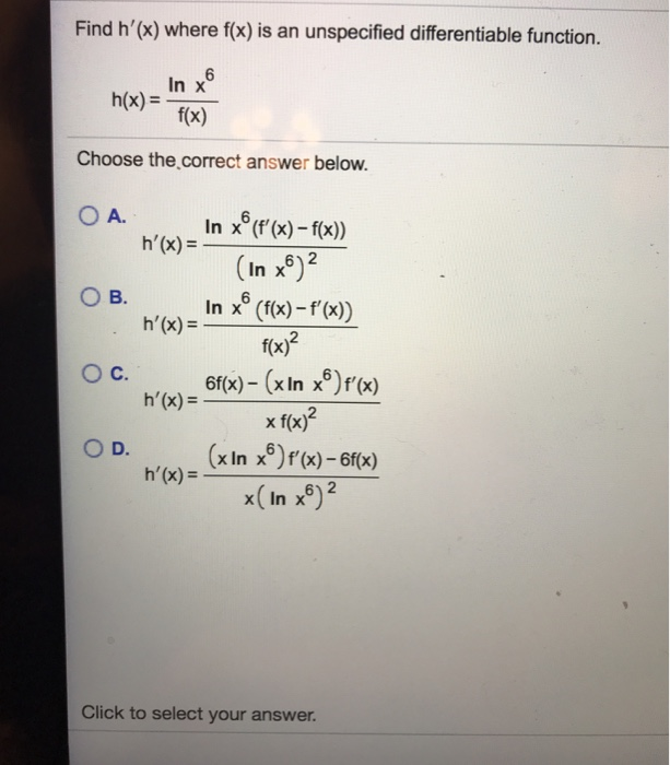 Solved Find h'(x) where f(x) is an unspecified | Chegg.com