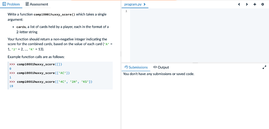 Solved Problem Assessment program.py > 1 Write a function | Chegg.com
