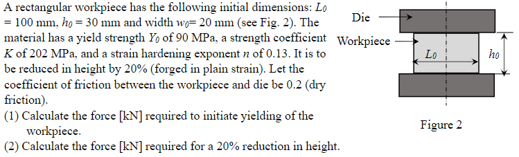 Solved A rectangular workpiece has the following initial | Chegg.com