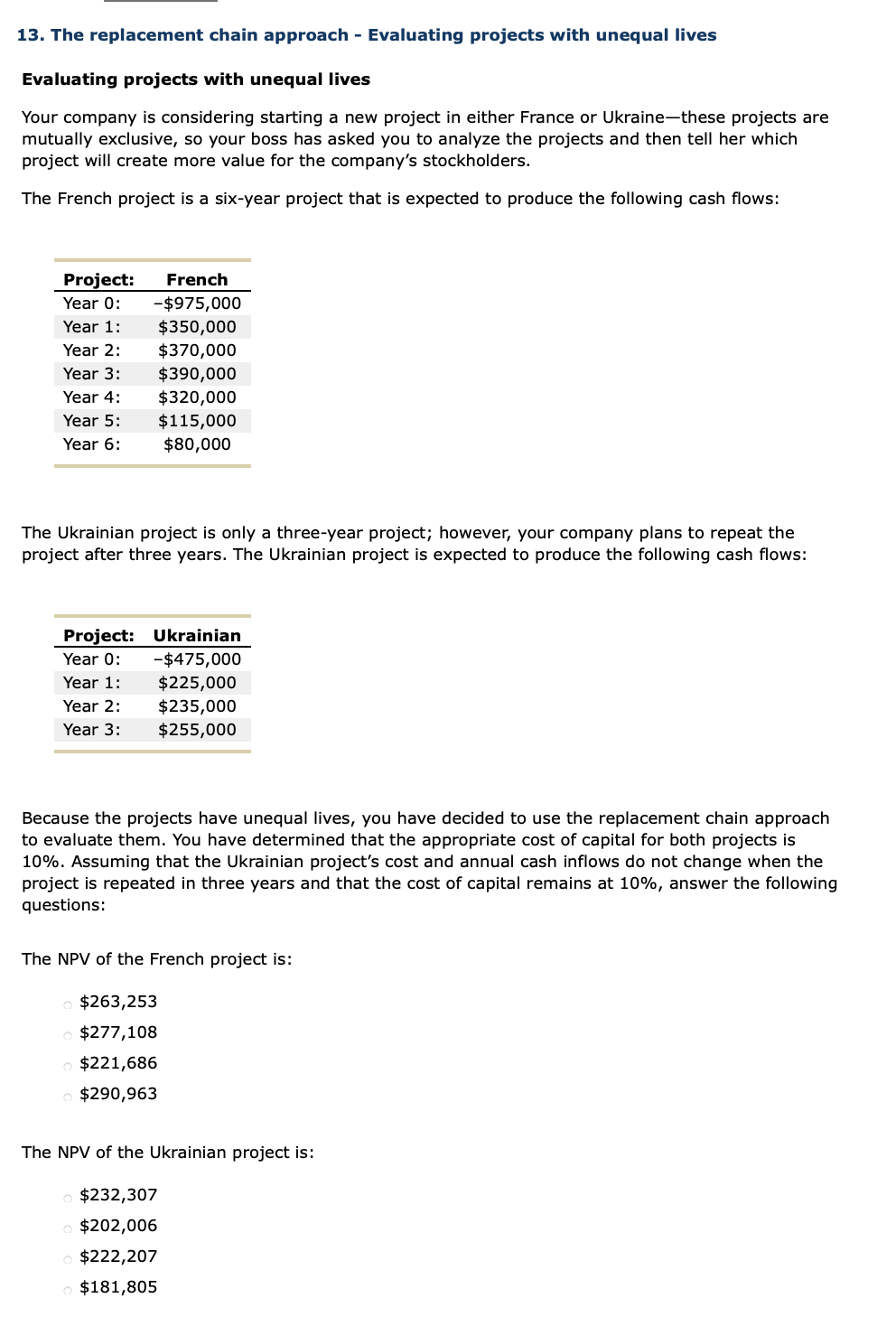 Solved 13. The replacement chain approach - Evaluating | Chegg.com
