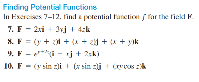 Solved Finding Potential Functions In Exercises 7-12, find a | Chegg.com