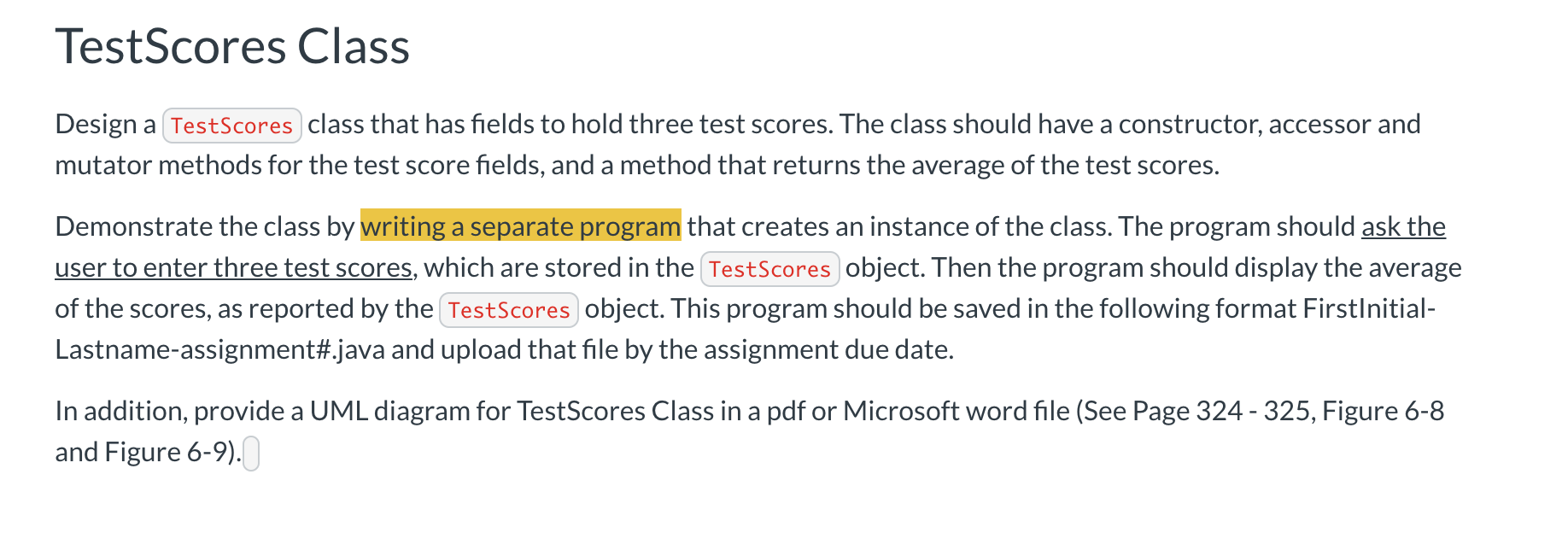 Solved TestScores Class Design a TestScores class that has | Chegg.com