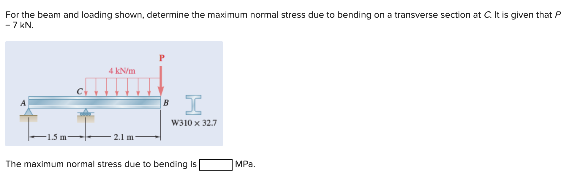 Solved For the beam and loading shown, determine the maximum | Chegg.com
