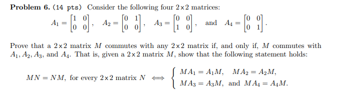 Solved Problem 6. (14 pts) Consider the following four 2x2 | Chegg.com
