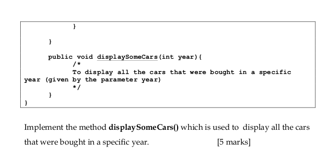 Solved A class Car is declared as follows: public class Car | Chegg.com