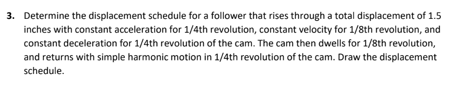 Solved Determine the displacement schedule for a follower | Chegg.com