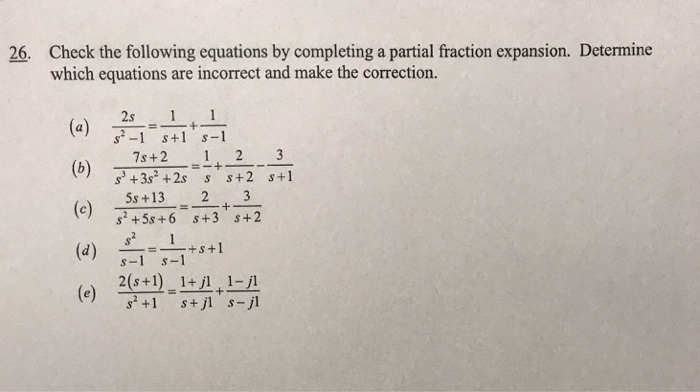 Solved Check the following equations by completing a partial | Chegg.com