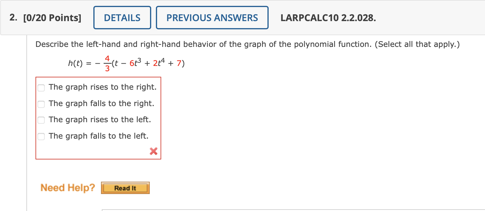 Solved Describe the left-hand and right-hand behavior of the | Chegg.com