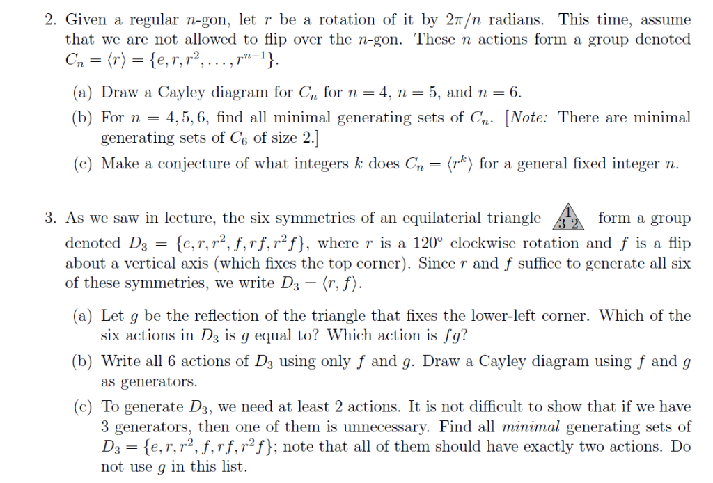 Solved 2. Given a regular n-gon, let r be a rotation of it | Chegg.com