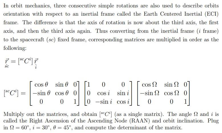 Solved In orbit mechanics, three consecutive simple | Chegg.com