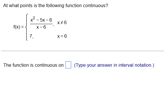 Solved At what points is the following function continuous? | Chegg.com