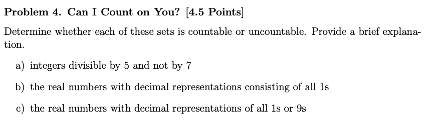 Solved Problem 4. Can I Count on You? [4.5 Points) Determine | Chegg.com