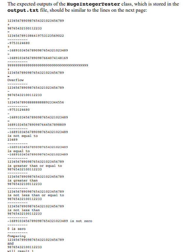 Solved Problem 1(60 marks) Part A: Create a class Huge | Chegg.com