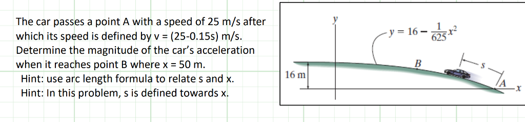 Solved The car passes a point A with a speed of 25 m/s after | Chegg.com