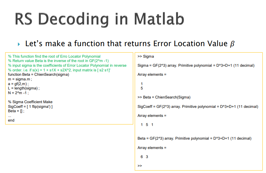 Solved RS Decoding in Matlab Let's make a function that | Chegg.com