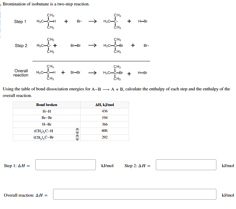 Solved Bromination of isobutane is a two-step reaction. Step | Chegg.com