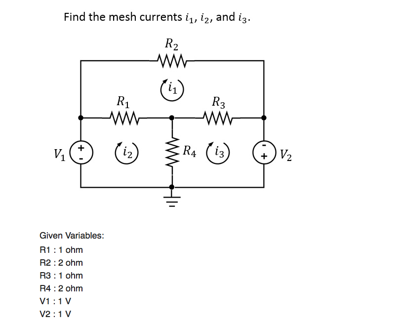 Solved Find the mesh currents 1, i2, and i3. R2 R3 R1 ww ww | Chegg.com