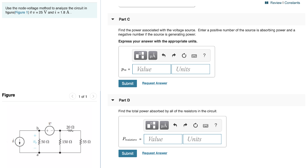 Solved A Review | Constants Use the node-voltage method to | Chegg.com