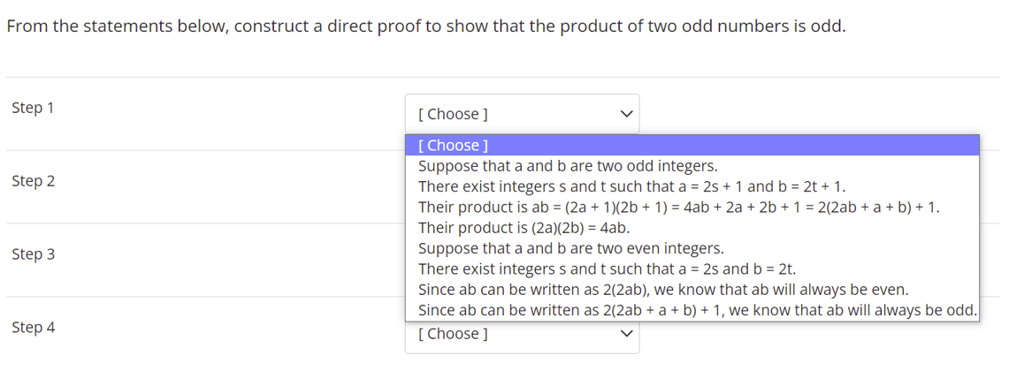 Solved From the statements below, construct a direct proof | Chegg.com