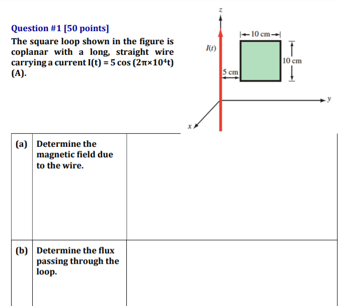 Solved 10 cm Question #1 [50 points) The square loop shown | Chegg.com