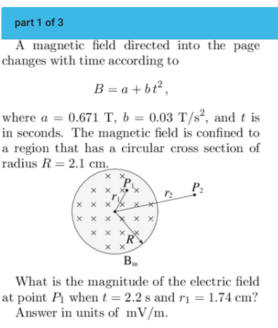 Solved A magnetic field directed into the page changes with | Chegg.com