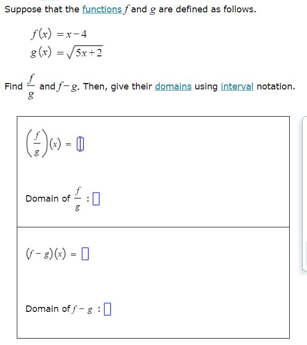 Solved Suppose that the functions f and g are defined as | Chegg.com