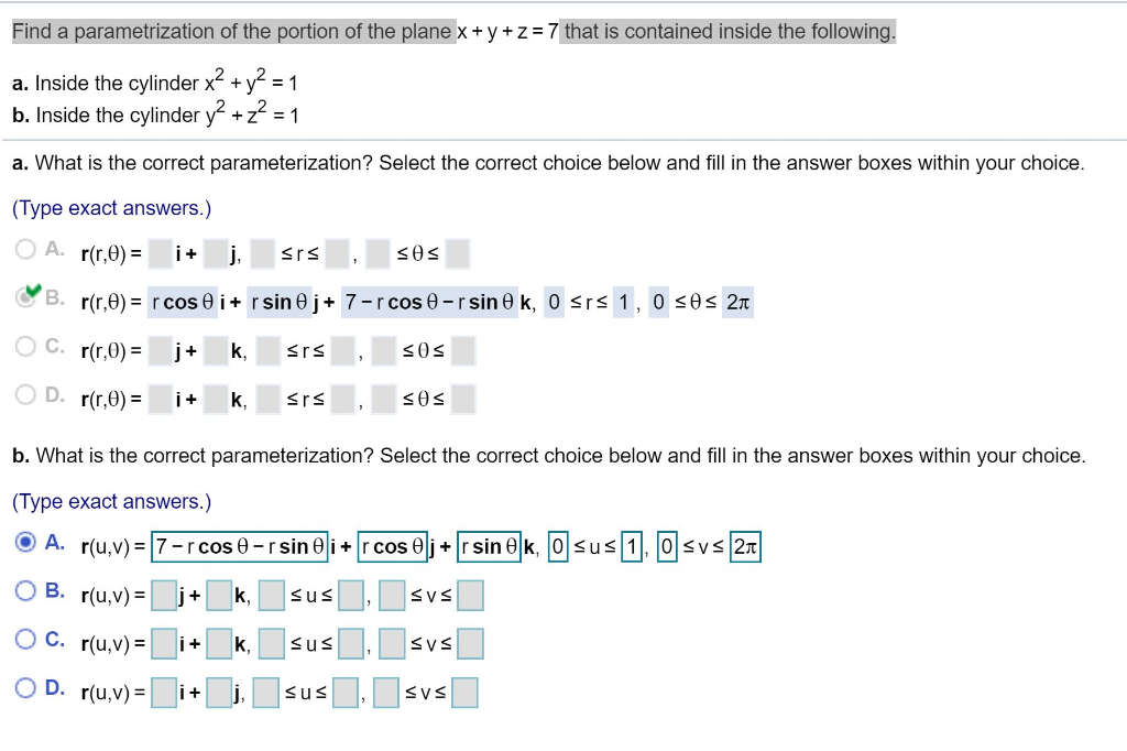Solved Find a parametrization of the portion of the plane x | Chegg.com