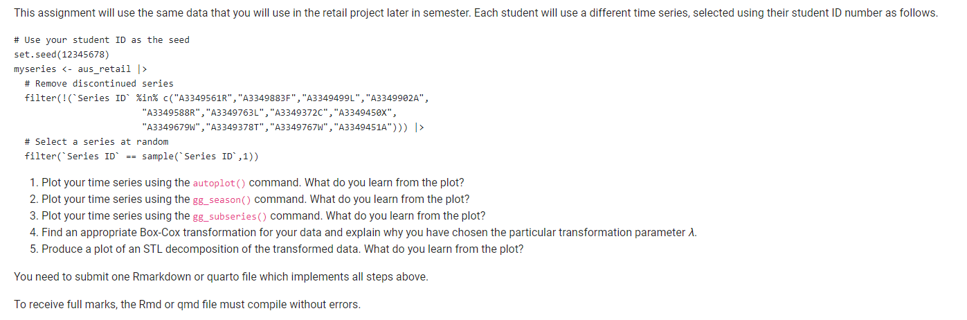 Solved This assignment will use the same data that you will | Chegg.com