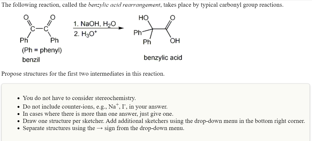 Solved The following reaction, called the benzylic acid | Chegg.com