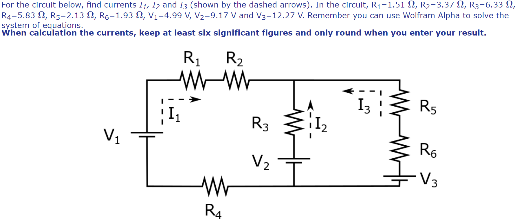 Solved For the circuit below, find currents I1,I2 and I3 | Chegg.com