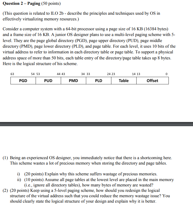 Solved Question 2 - Paging (50 points) (This question is | Chegg.com