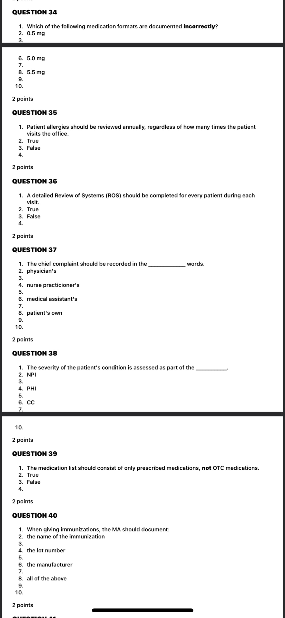 Solved 3. False 4. 2 points QUESTION 20 1. POC documentation | Chegg.com