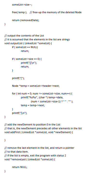 Solved Write the code for the following additional linked | Chegg.com