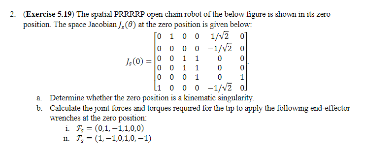 Solved (Exercise 5.19) The spatial PRRRRP open chain robot | Chegg.com