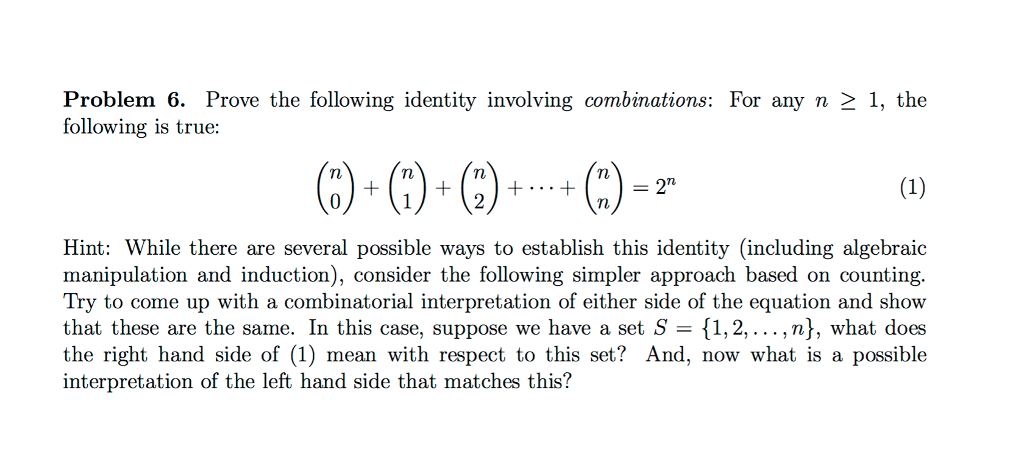 Solved Problem 6. Prove the following identity involving | Chegg.com