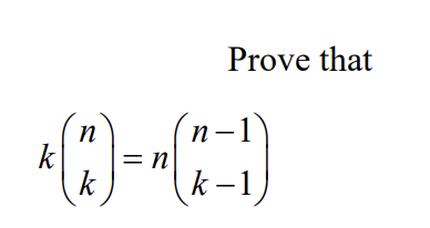 Solved Prove that n-1) n k k k (--(2 = n k-1) | Chegg.com