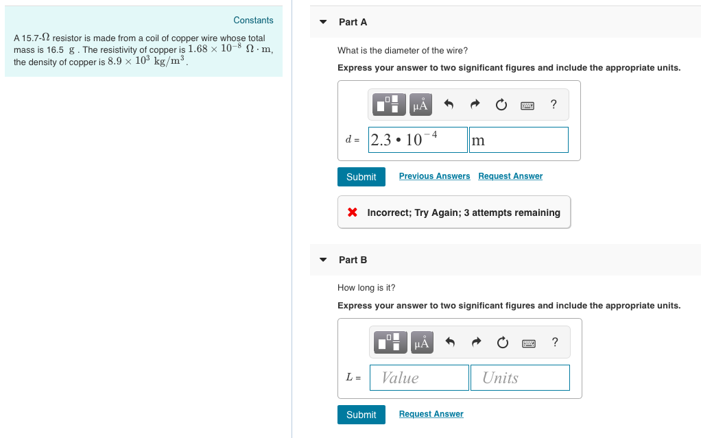 Solved Constants Part A A 157-Ω resistor is made from a coil | Chegg.com