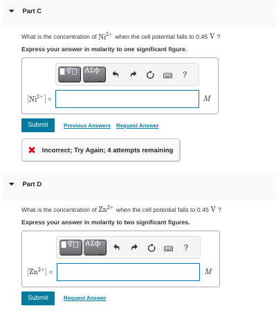 Solved What is the concentration of Ni2+ when the cell | Chegg.com