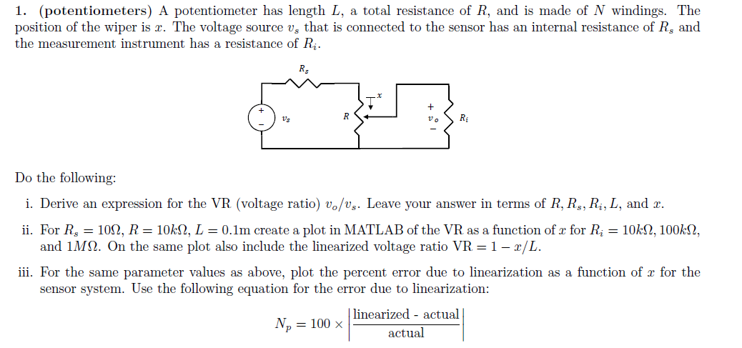 Solved (potentiometers) ﻿A potentiometer has length L, ﻿a | Chegg.com