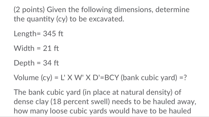 Solved (2 points) Given the following dimensions, determine | Chegg.com