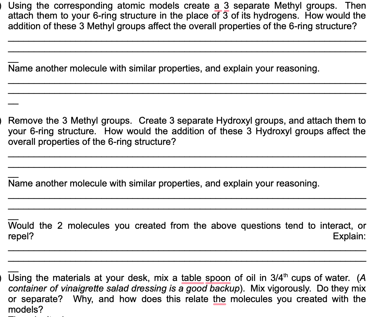 Using the corresponding atomic models create a 3 | Chegg.com