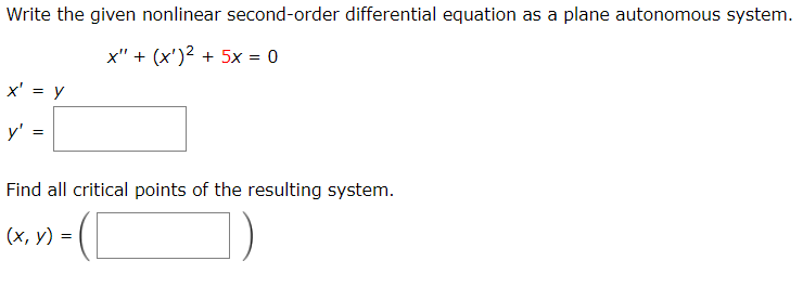Solved Write the given nonlinear second-order differential | Chegg.com