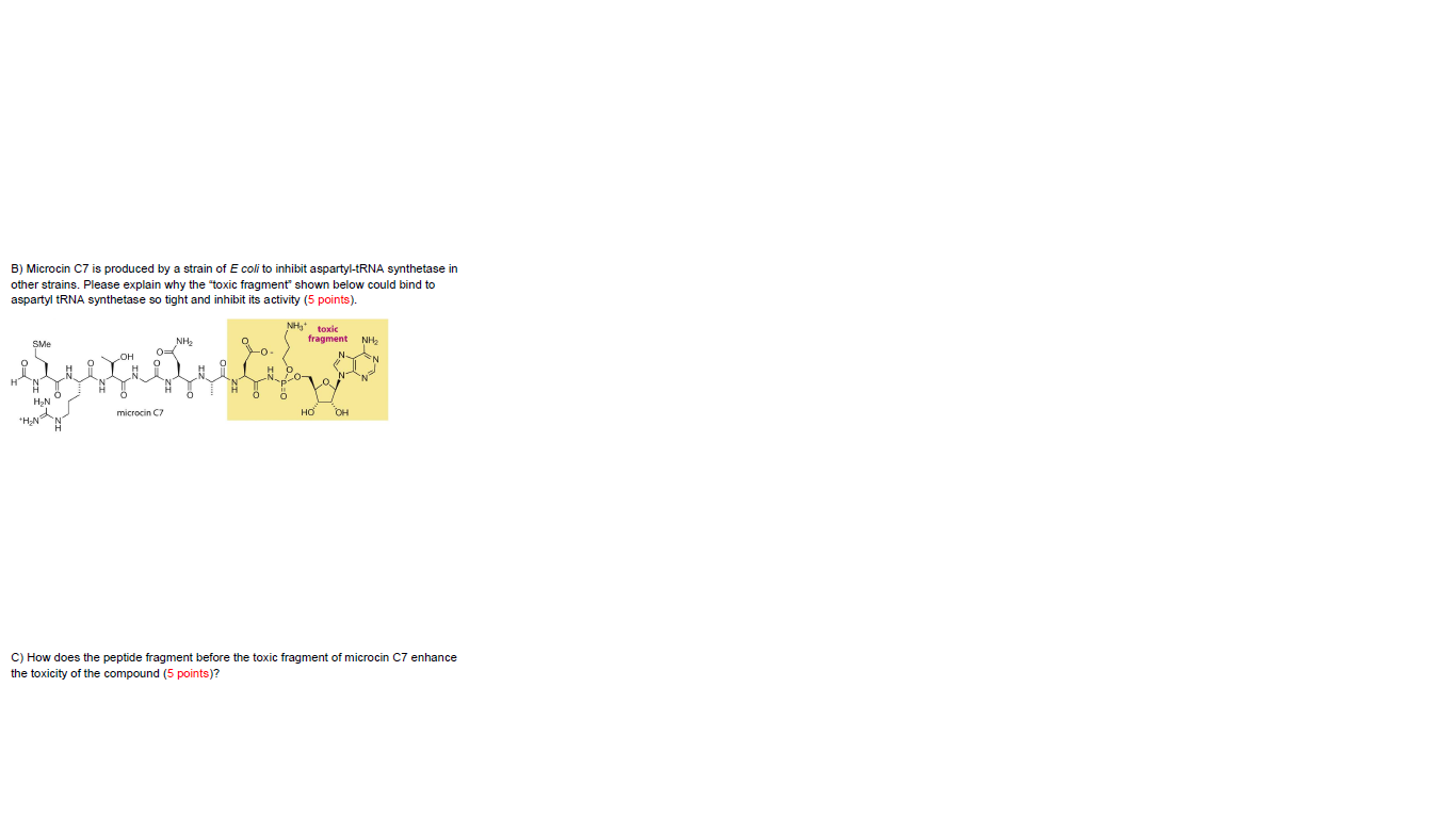 Solved B) Microcin C7 is produced by a strain of E coli to | Chegg.com