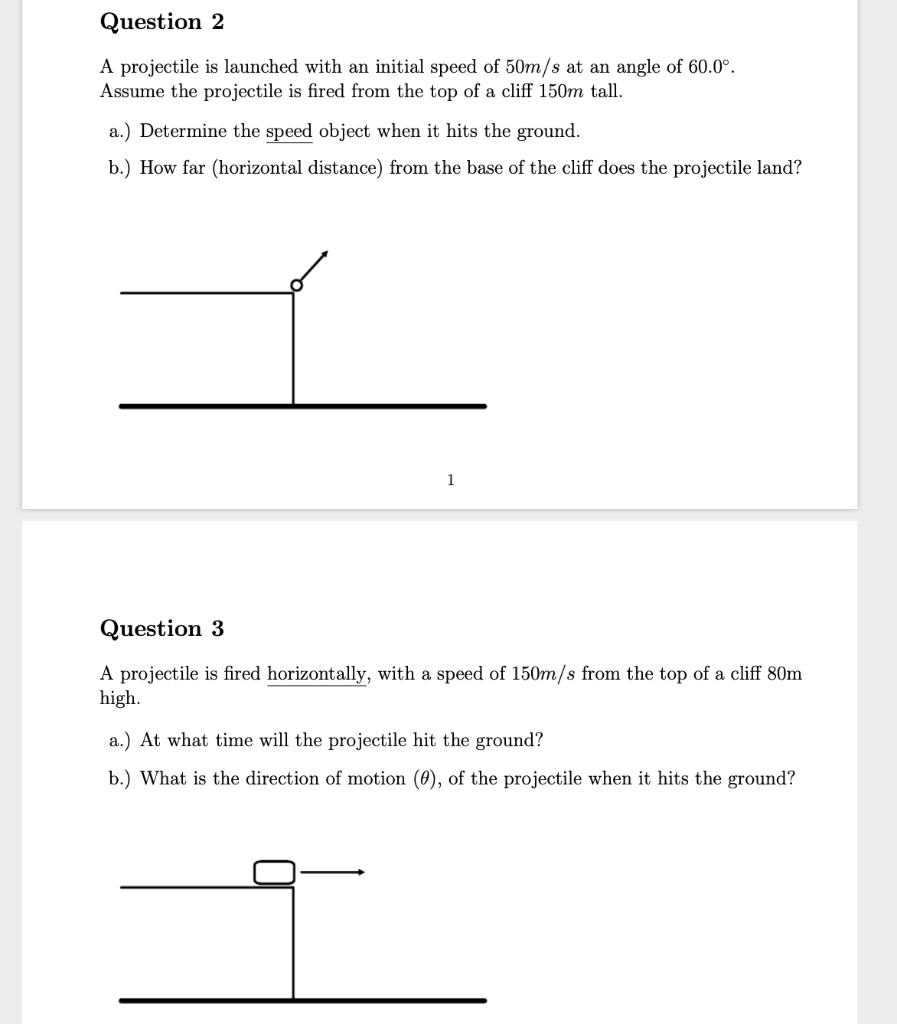Solved Question 2 A projectile is launched with an initial | Chegg.com