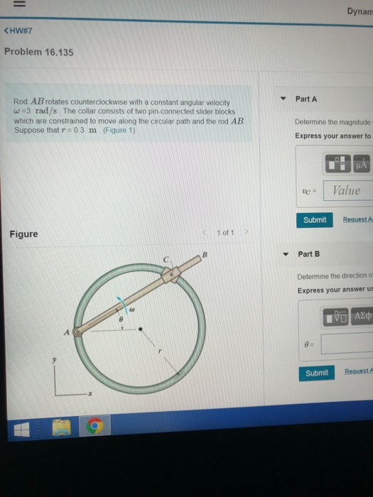 Solved Dynam Problem 16.135 Part A Rod AB rotates | Chegg.com