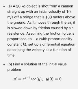 - (a) A 50 kg object is shot from a cannon straight | Chegg.com