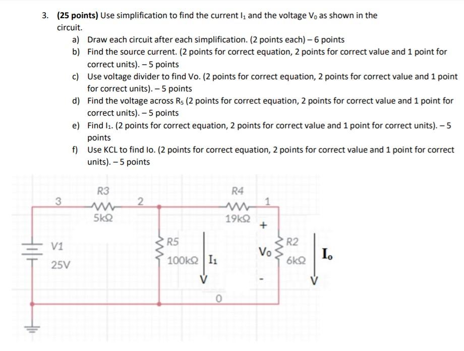 Solved 3. (25 points) use simplification to find the current | Chegg.com