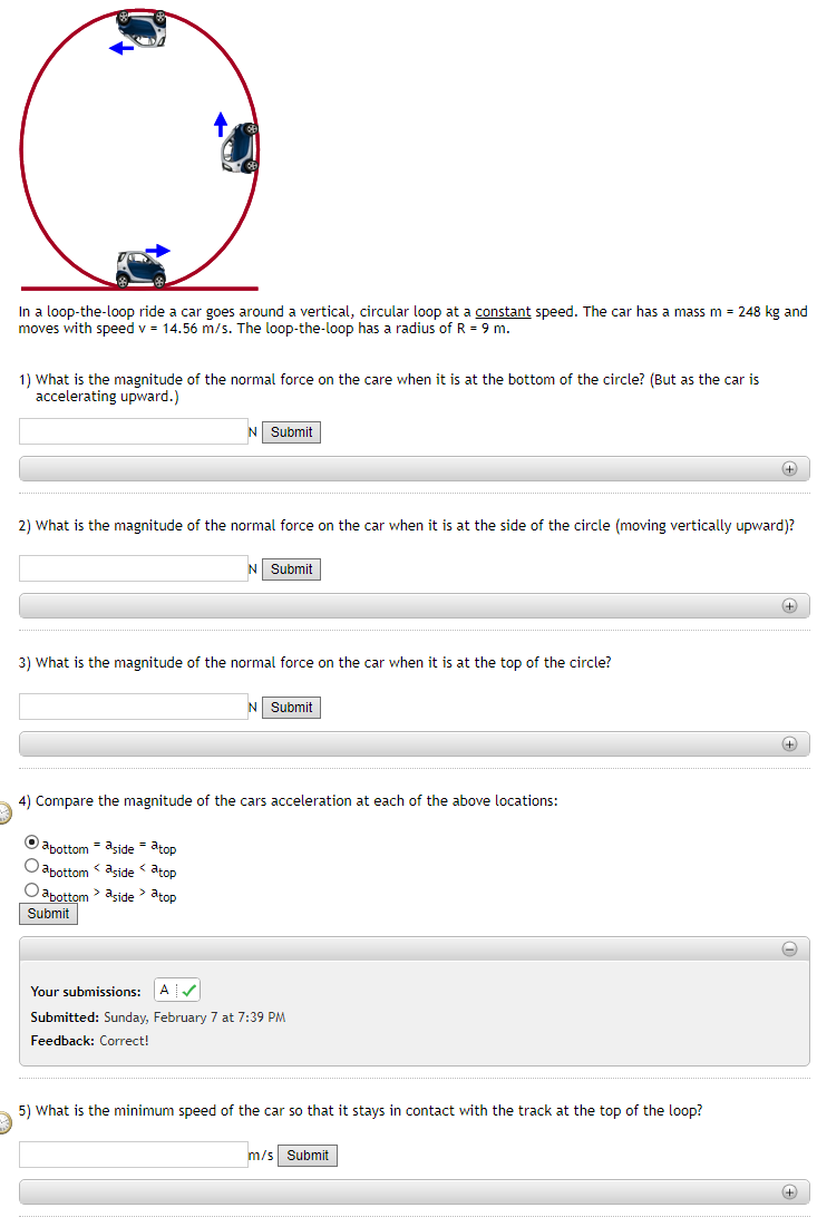 Solved In a loop-the-loop ride a car goes around a vertical, | Chegg.com