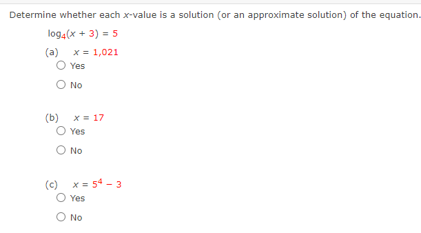Solved Determine whether each x-value is a solution (or an | Chegg.com