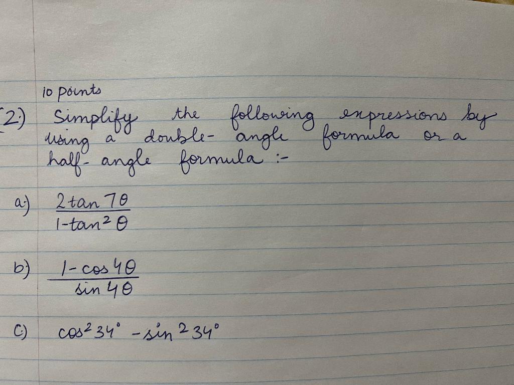 Solved a io points 2) Simplify the following expressions by | Chegg.com